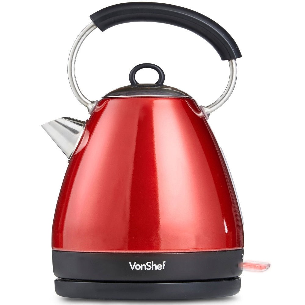 Vonshef 1.7L Pyramid Red Cordless Kettle 13349 for 220-240 volts